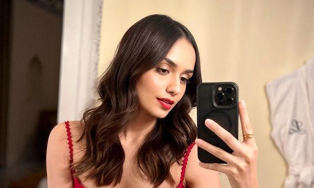 Manushi Chhillar Stuns in Red Maison-Alaia Gown | Manushi Chhillar ...