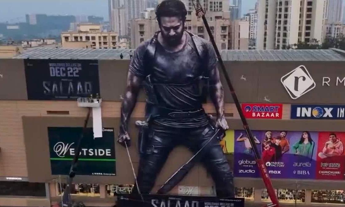 Salaar' Mania Takes Over As 120 Feet Cutout Of Prabhas Setup! | Salaar ...