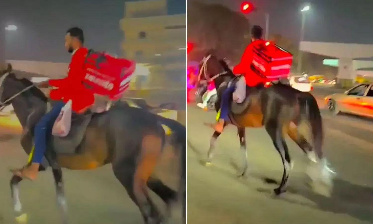 Rush For Petrol: Food Delivery Agent Makes Horse A Vehicle! | Food ...