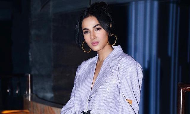 Sonal Chauhan Shines in Lavender Shimmer Mini Coat | Sonal Chauhan ...
