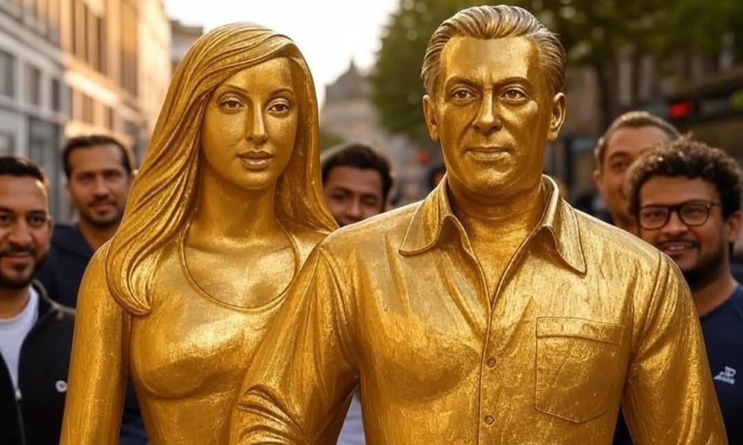 Salman & Nora s Golden Statue in Abu Dhabi Goes Viral! | Salman & Nora ...