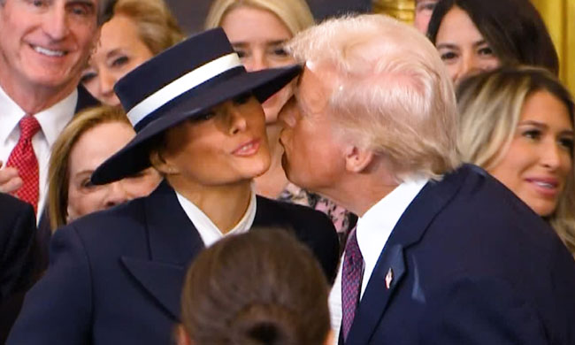 Watch the Hilarious Moment Trump Misses His Inaugural Kiss! | Watch the ...