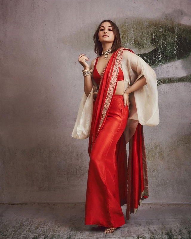 Timeless Red Saree Look by Sonakshi Sinha Wins Hearts | Timeless Red ...