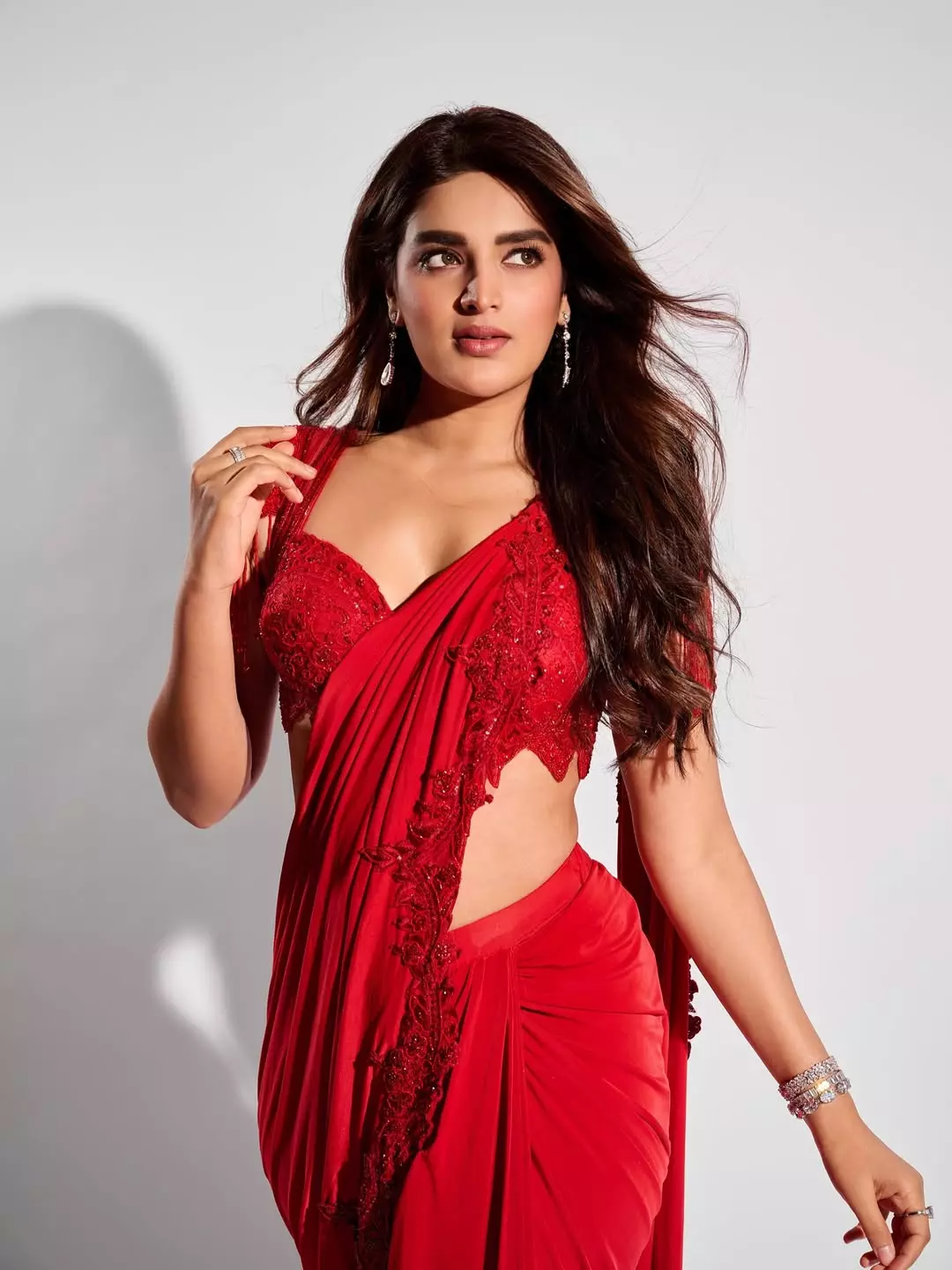 Nidhi Agarwal Looks Radiant in Red Saree | Nidhhi Agerwal Looks Radiant in Red Saree