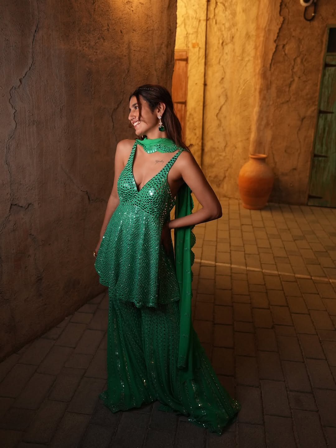 Priya Prakash Varrier Stuns in Elegant Green Lehenga