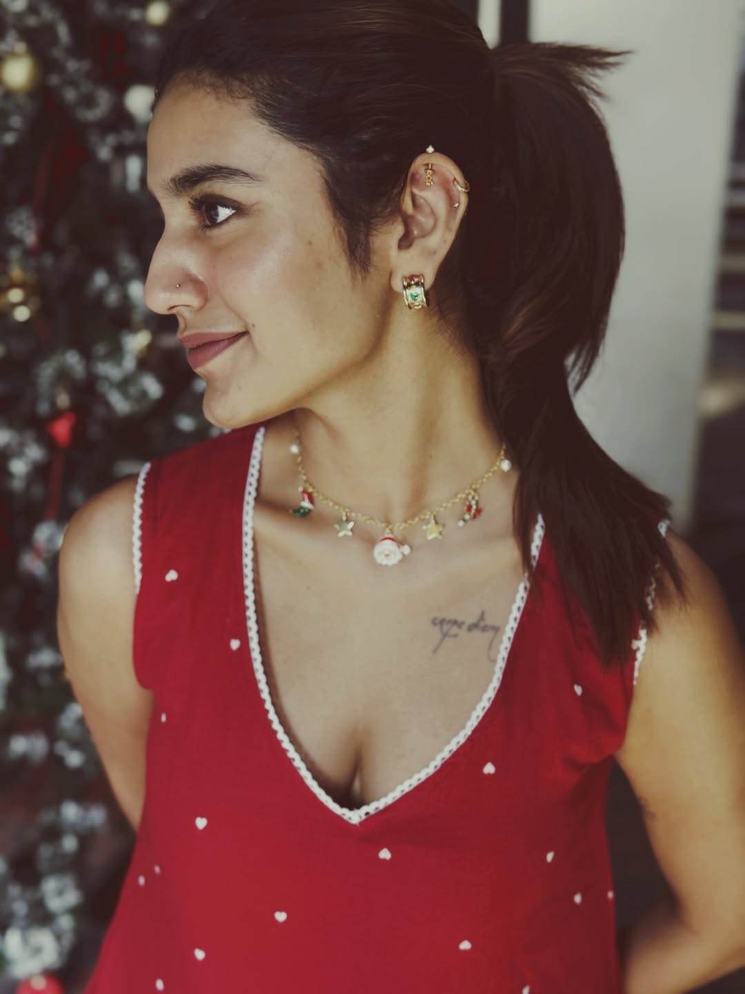 Priya Prakash Varrier Celebrates Christmas in Stunning Red Frock ...