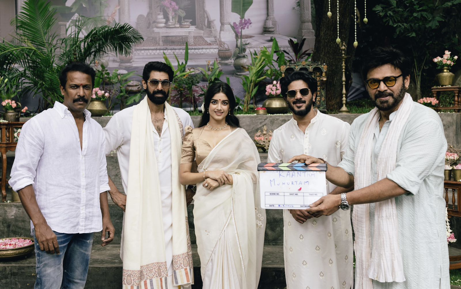 Dagubatis, Dulquer and Bhagyashri Begin Kantha In Style | Dagubatis, Dulquer and Bhagyashri ...