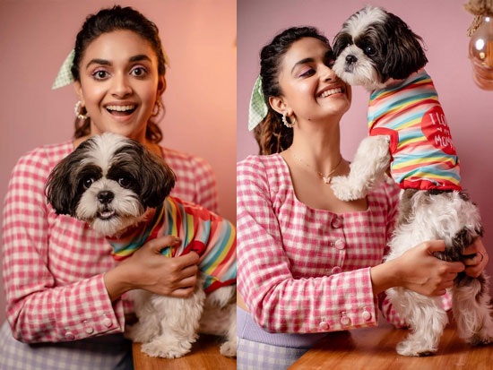 Keerthy Suresh and Her Cute Dog Nyke Pics