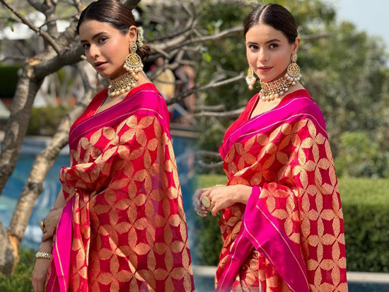 Aamna Sharif Looks Beautiful In Silk Pink Saree