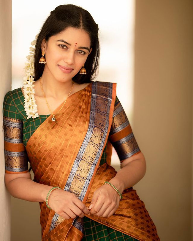 Elegant Looks Of Mirnalini Ravi In Saree