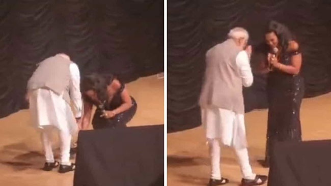 Popular Singer Takes Modi's Blessings In Indian Style!
