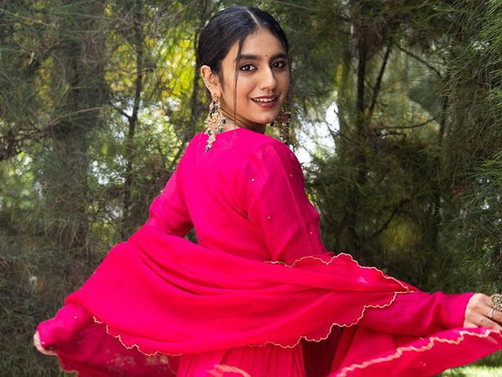 Dazzling Looks Of Priya Prakash Varrier In Pink Outfit